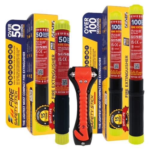 Fire Safety Stick Twin Pack (50 & 100 Second) + Free Safety Hammer ...